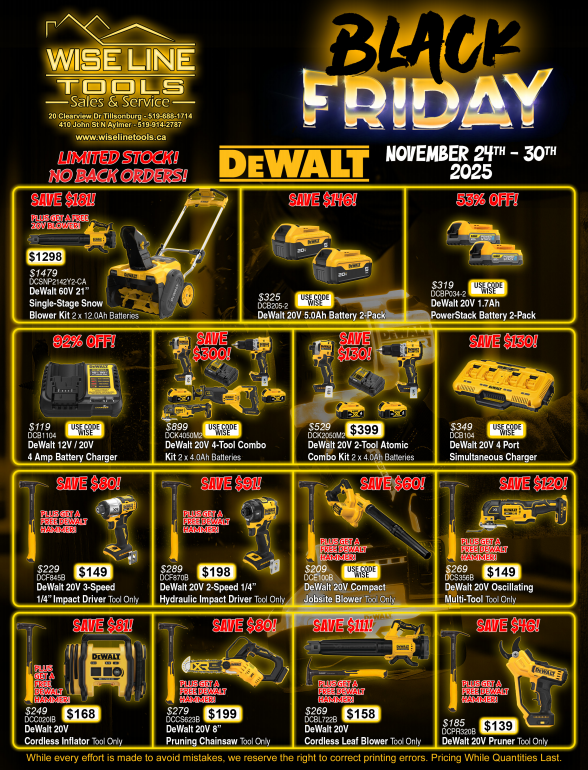 Black Friday 2025 Dewalt Deals - Wise Line Tools